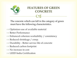 Green concrete | PPTX | Civil Engineering Industry | Industries