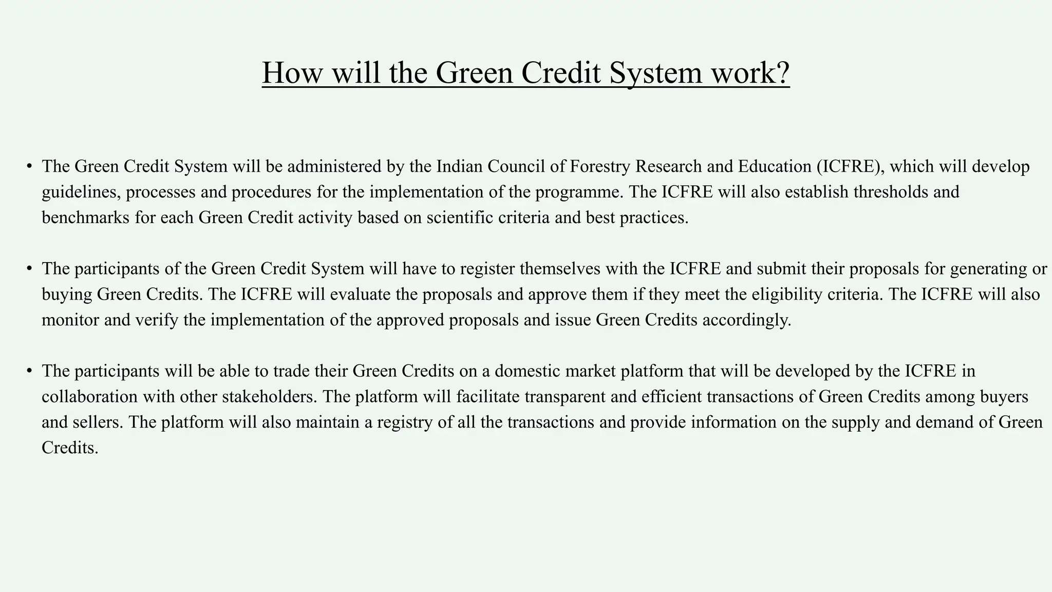 Green Credit by my student of India and way forward | PPTX