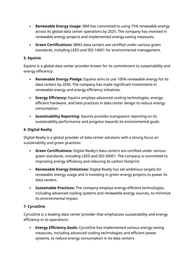 2024 Global Green Data Center Market Comparison | PDF