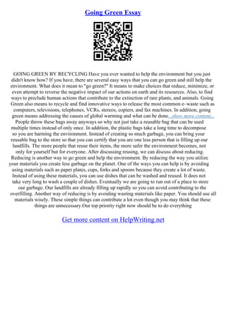 Green Earth Essay | PDF