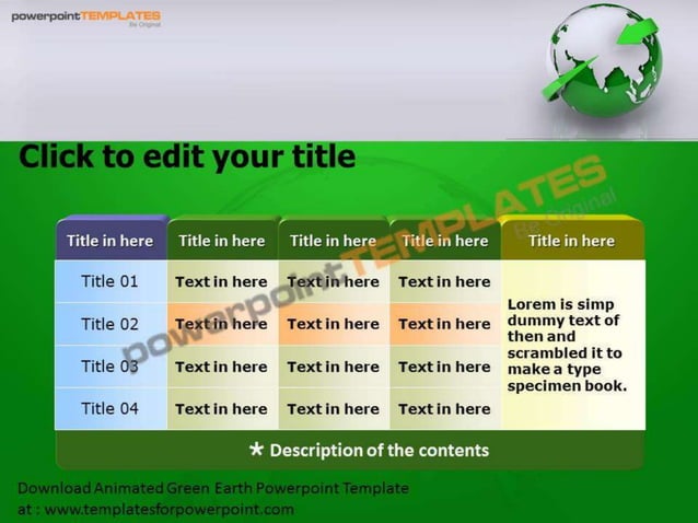 Animated Green Earth Powerpoint Template - templatesforpowerpoint.com
