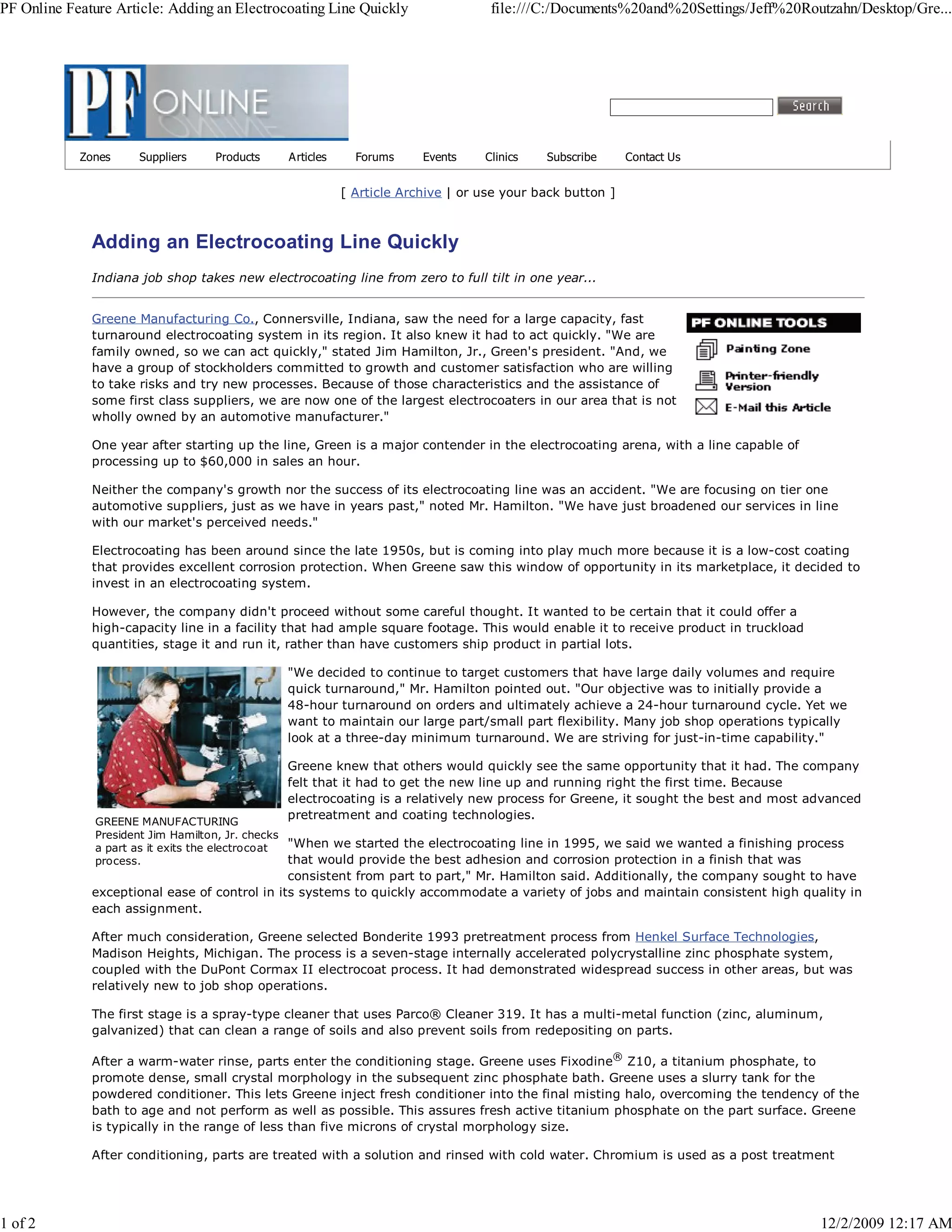 Greene E Coat Line | PDF | Manufacturing Industry | Industries