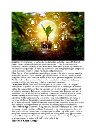 Green Energy: Exploring its Various Forms, Benefits, Challenges and ...