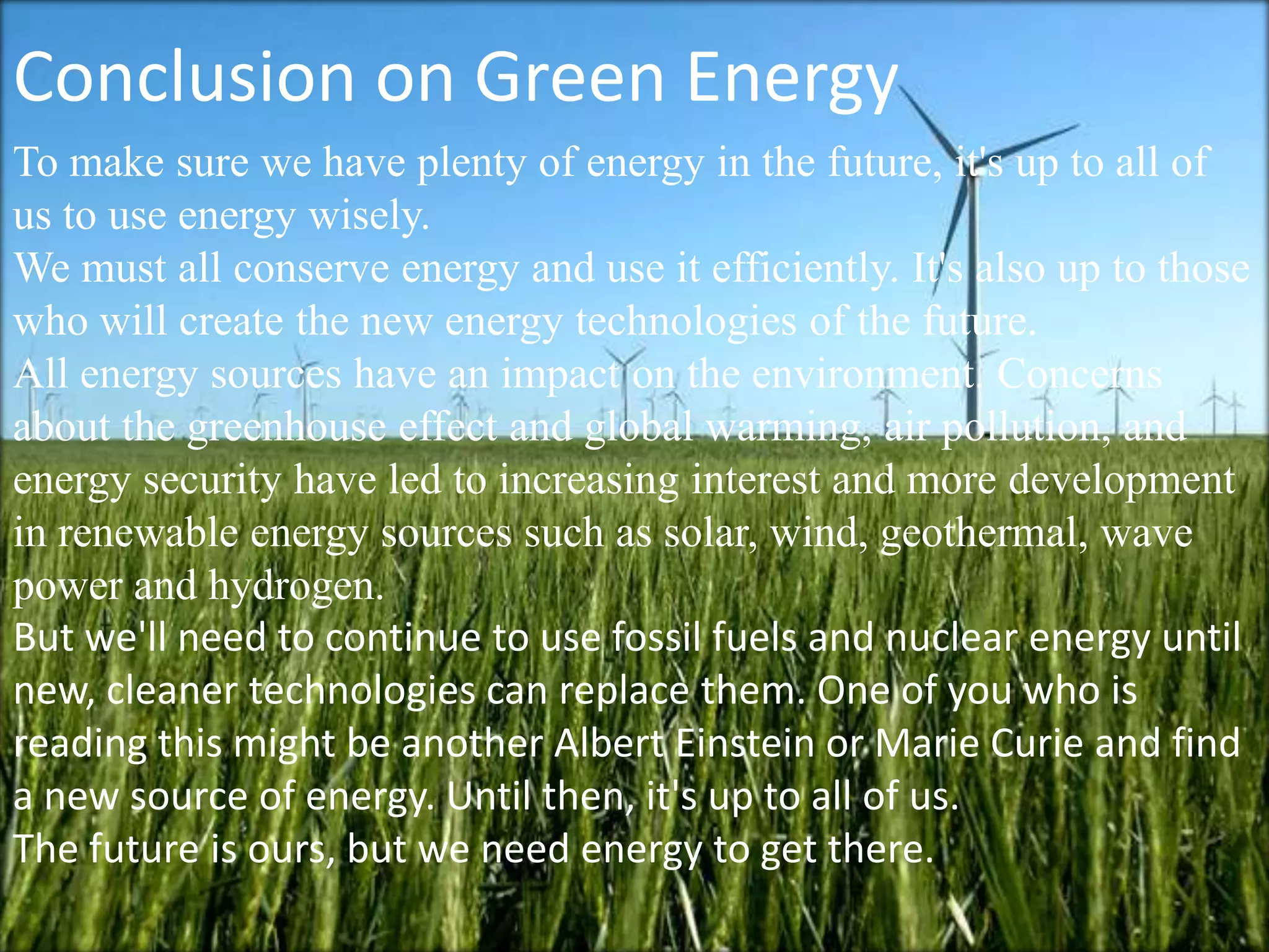 Presentation on Green Energy | PPT