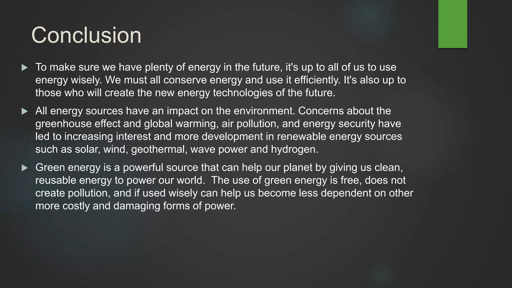 Green energy,types,advantages and disadvantages | PPTX