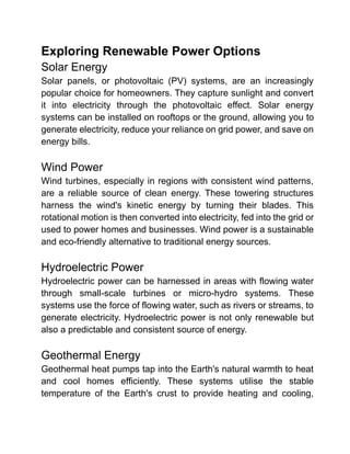 Green Energy Solutions-Renewable Power Sources for Your | PDF