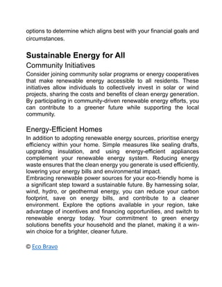 Green Energy Solutions-Renewable Power Sources for Your | PDF