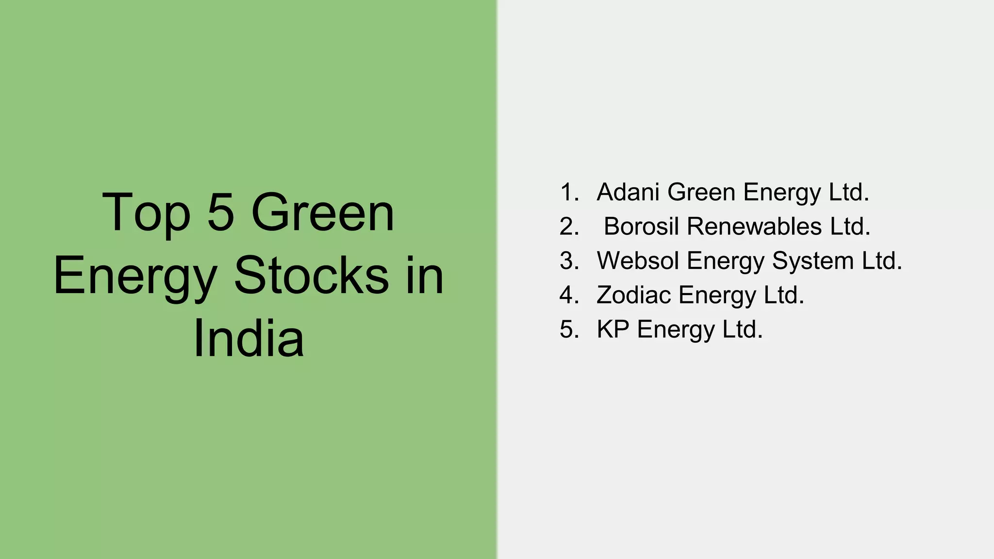Top 5 Green Energy Stocks in India | PPTX