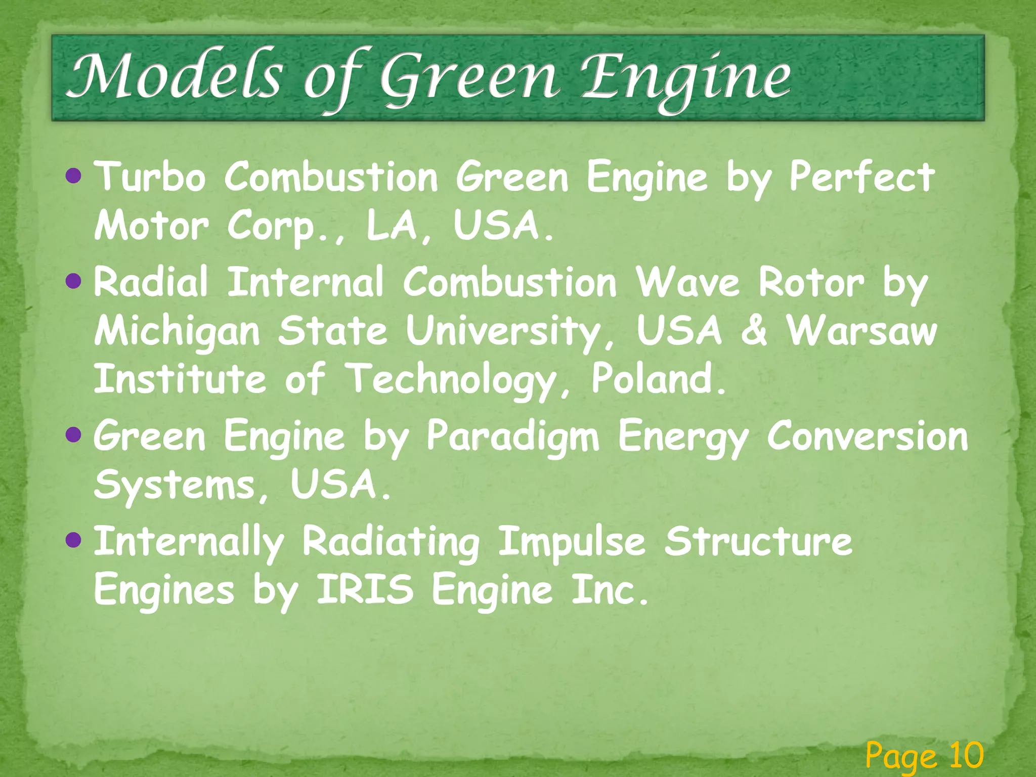 Green Engine | PDF