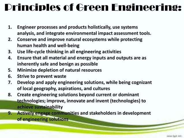 Green engineering.