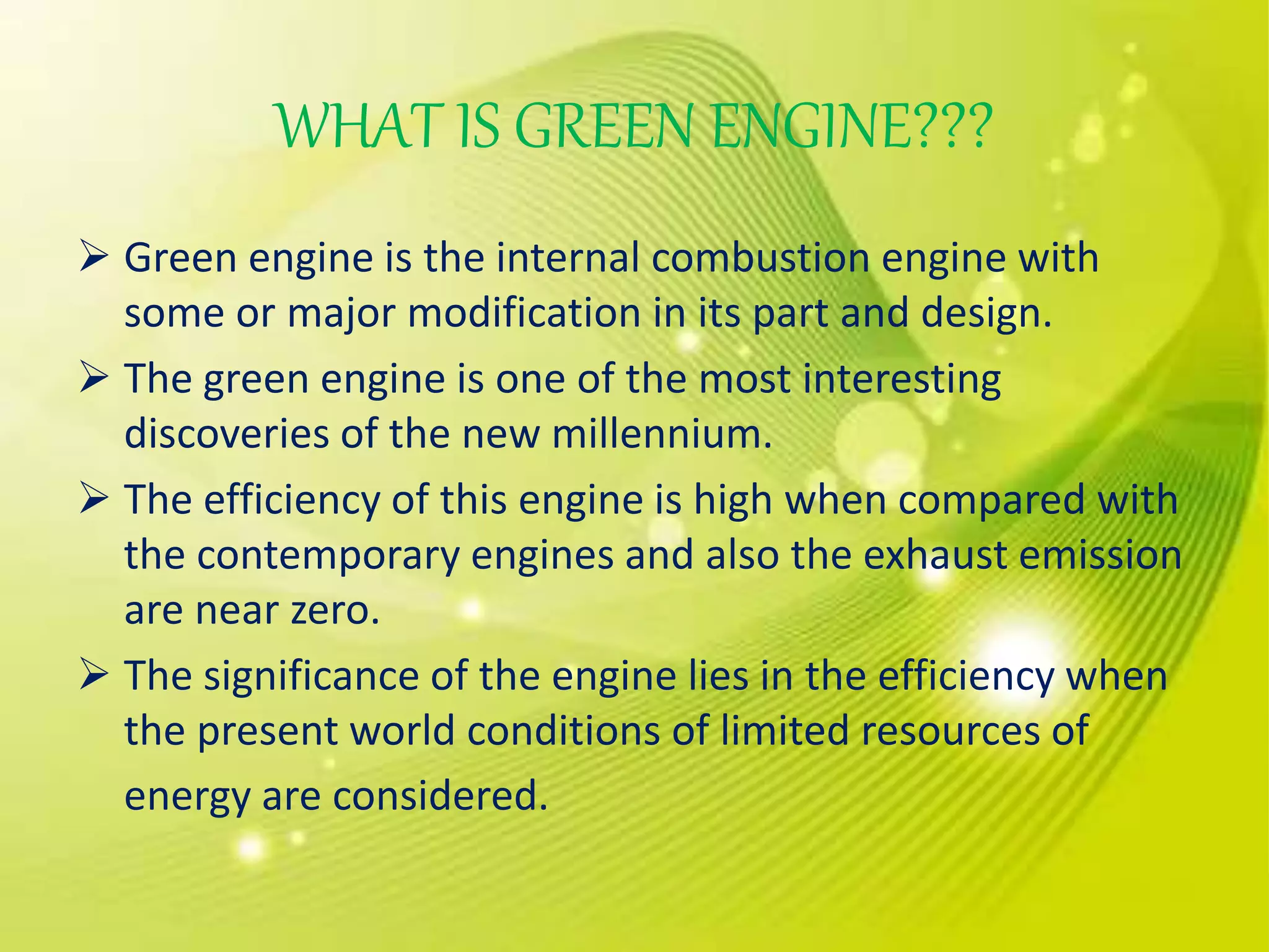 Green engine technology | PPT