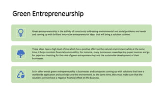Green Entrepreneurship Sustainable Development for Business | PDF