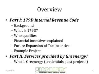 179D Commercial Building Energy Efficient Tax Deduction | PPTX