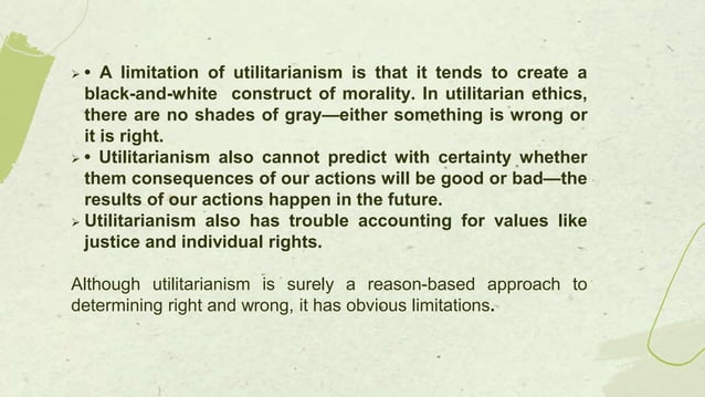 Utilitarianism concept, definition, beliefs | PPT | Free Download