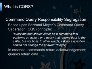 Greenfield Development with CQRS and Windows Azure | PPTX