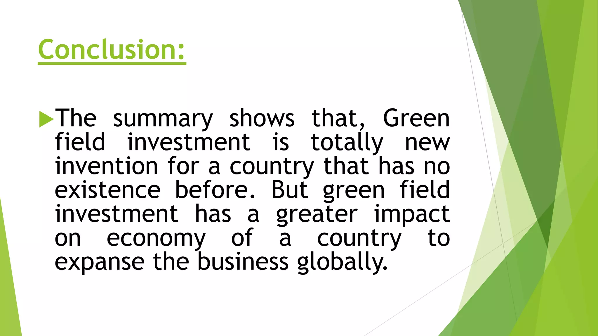 Green field Investment | PPTX