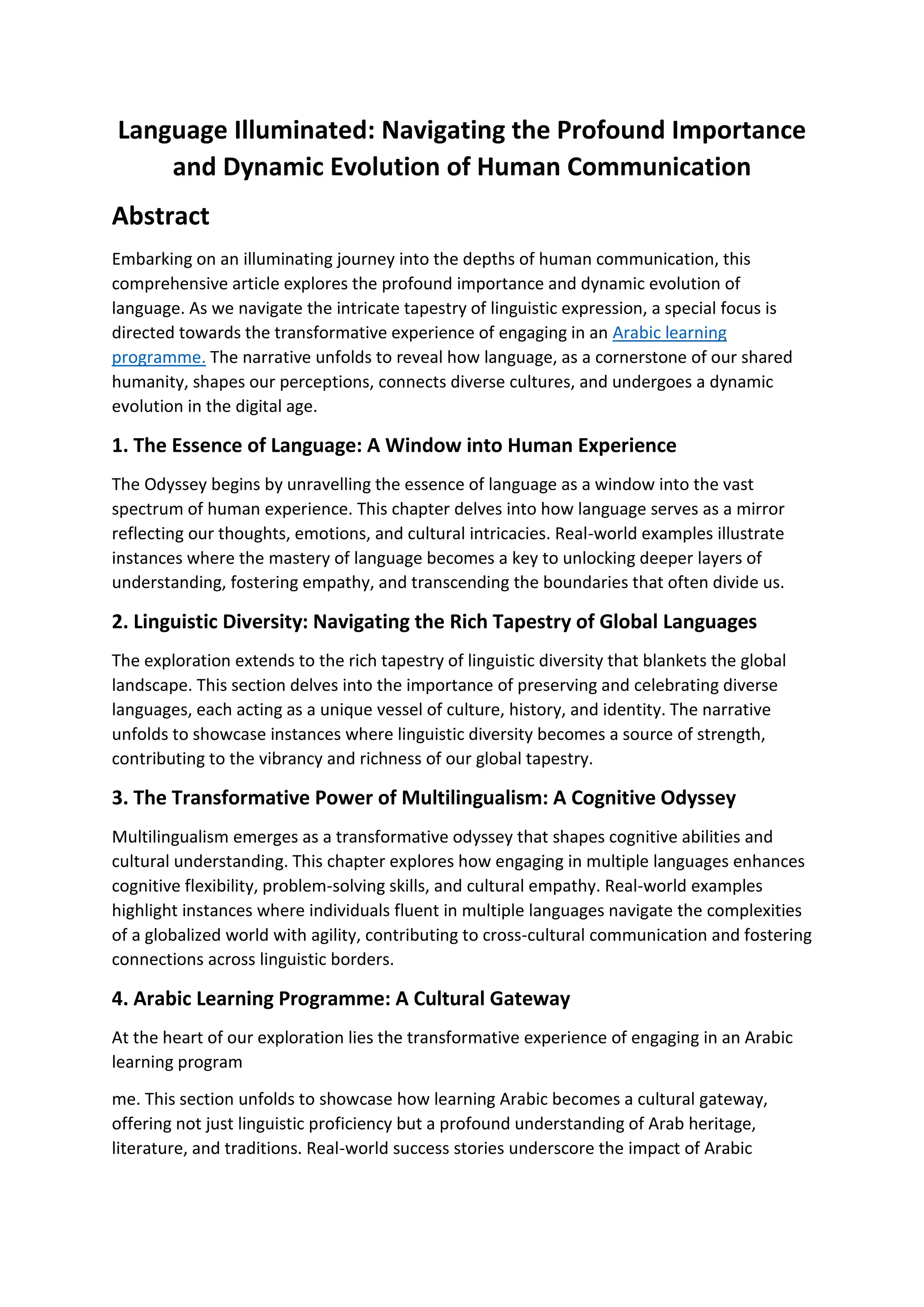 Language Illuminated: Navigating the Profound Importance and Dynamic ...