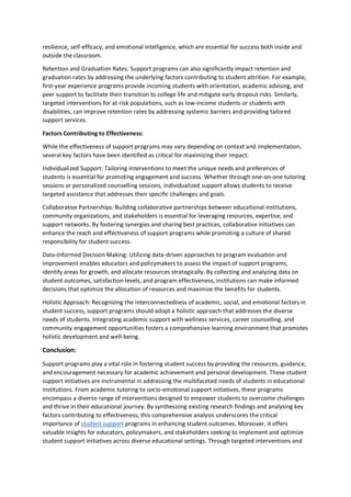 The Impact of Support Programs on Student Success: A Comprehensive ...