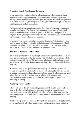 The Importance of Islamic Studies in Modern Education | PDF