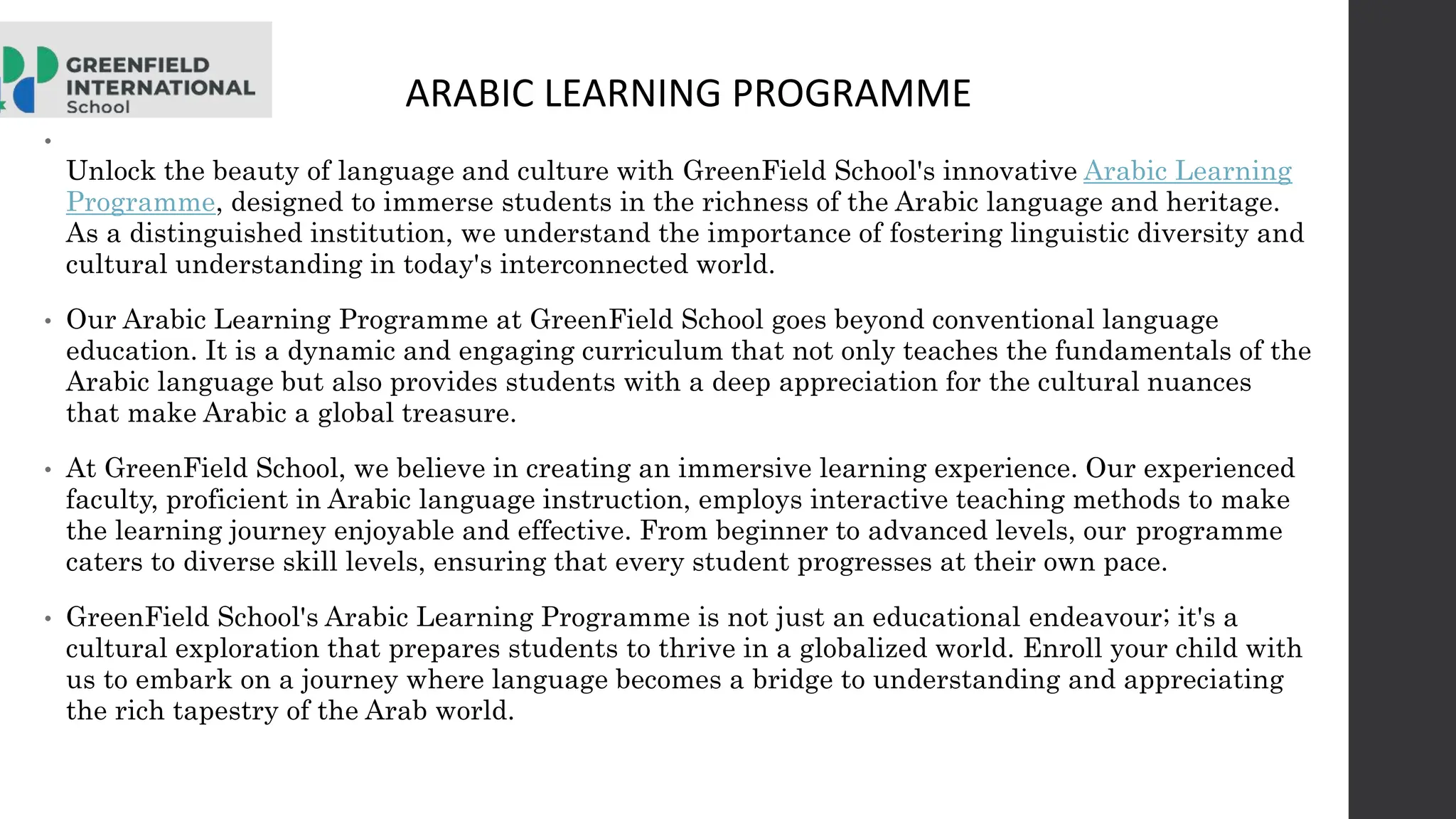 ARABIC LEARNING PROGRAMME | PPTX