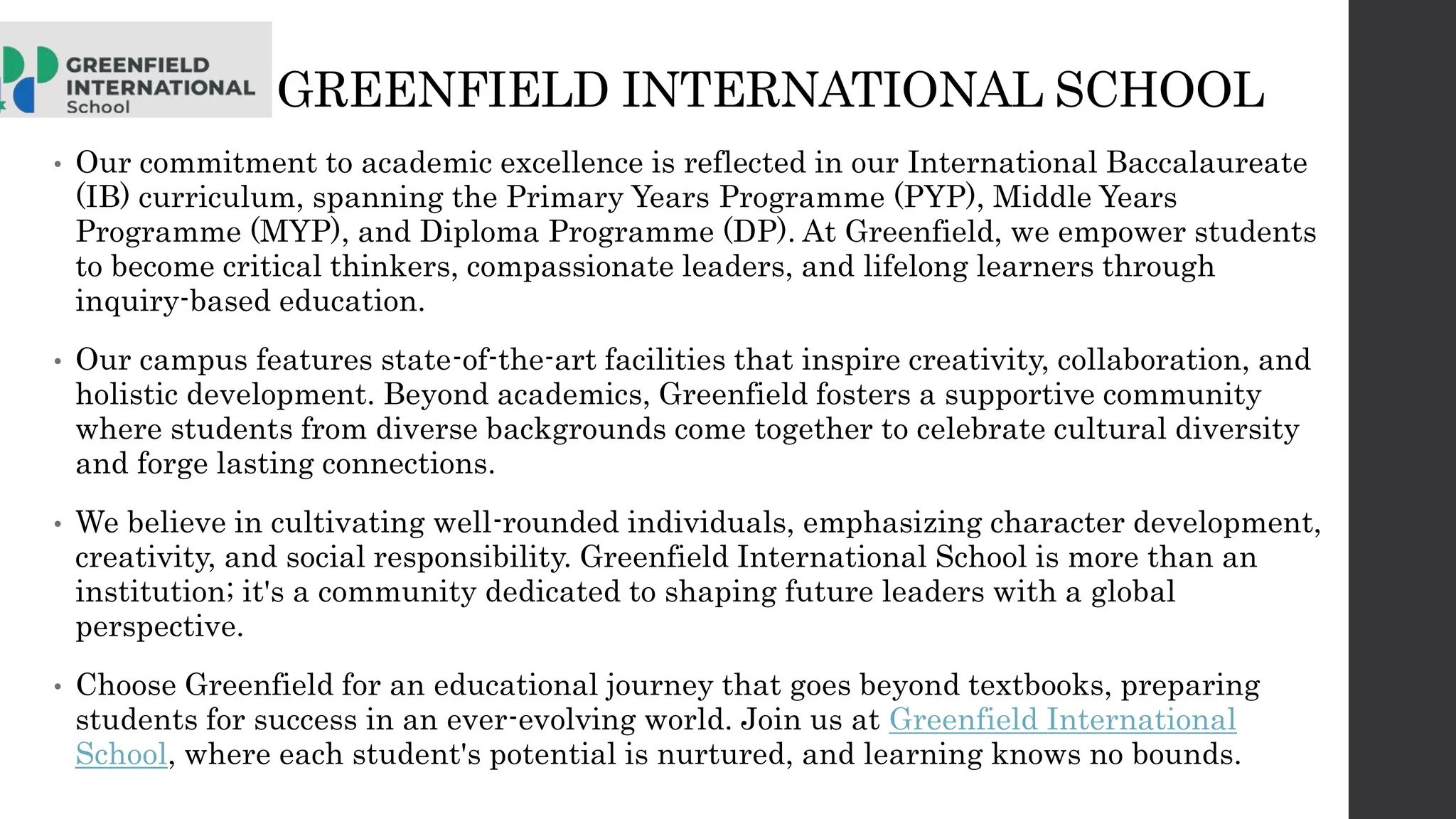 GREENFIELD INTERNATIONAL SCHOOL | PPTX