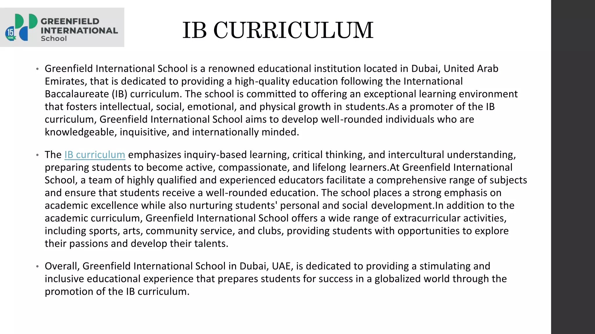 Ib Curriculum Ppt