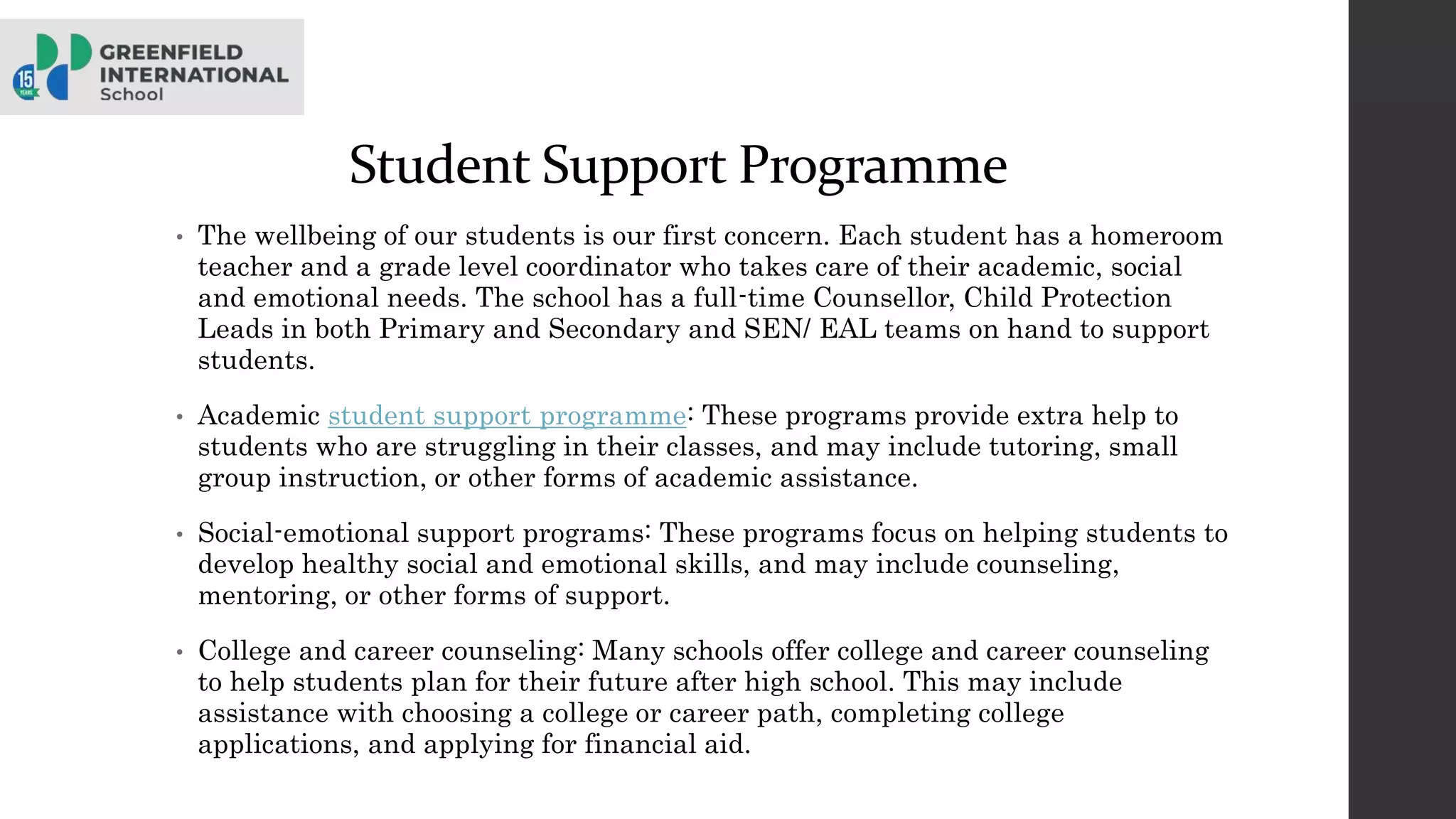 Student Support Programme | PPT