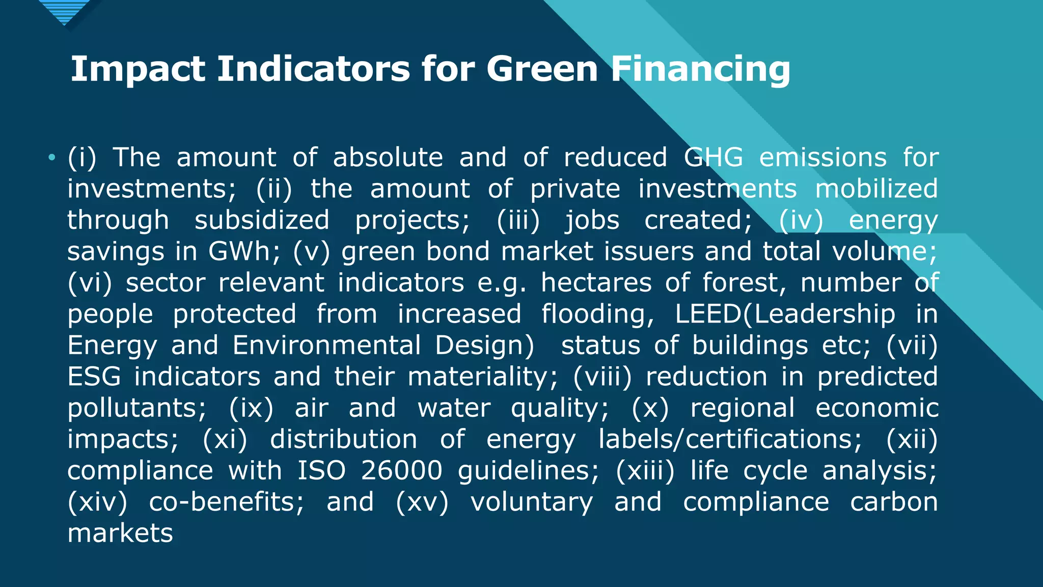 Green financing: Practices, Measures and Barriers | PPT