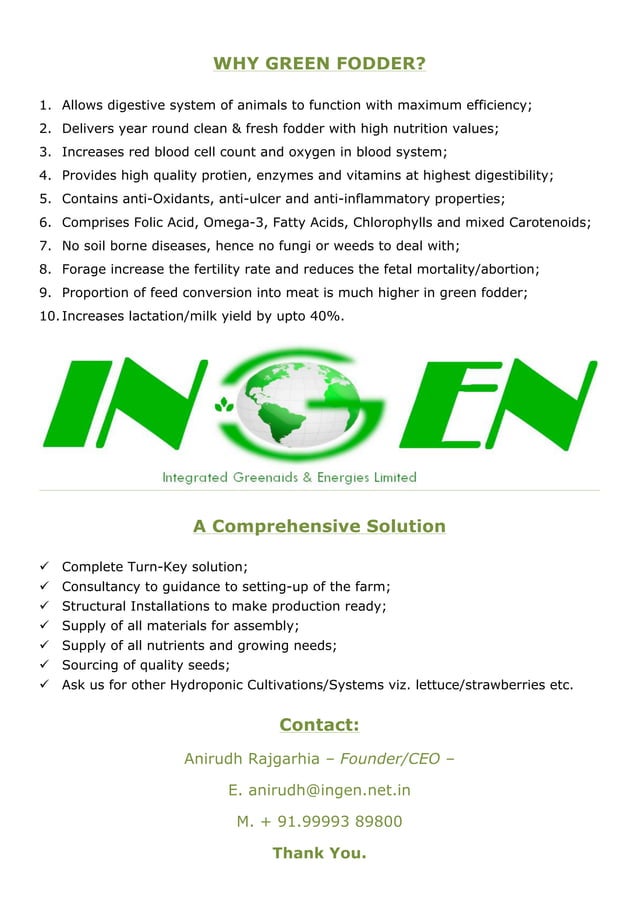 Green Fodder Hydroponics | PDF