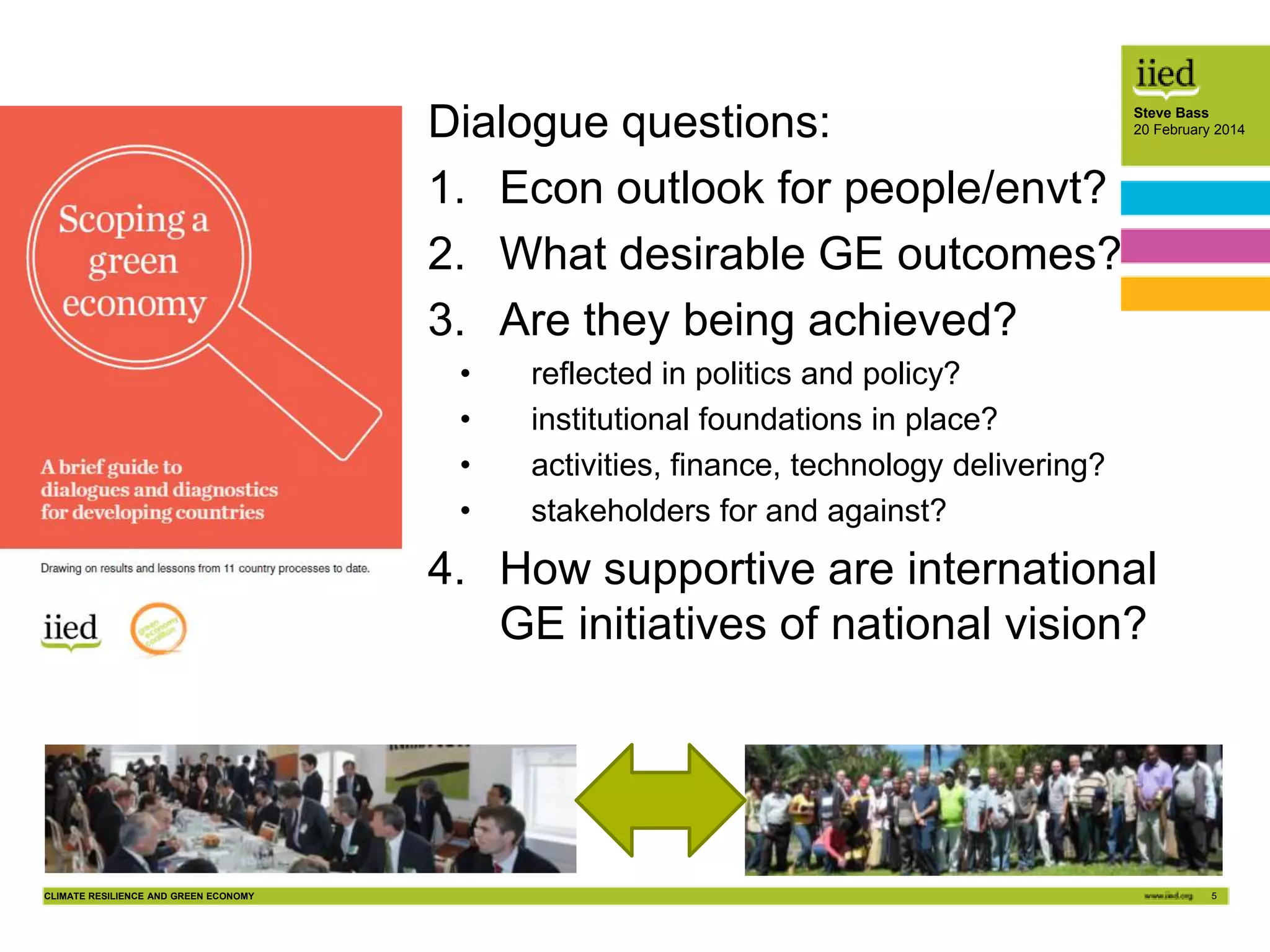 Green growth in developing countries: lessons from 11 country dialogues ...