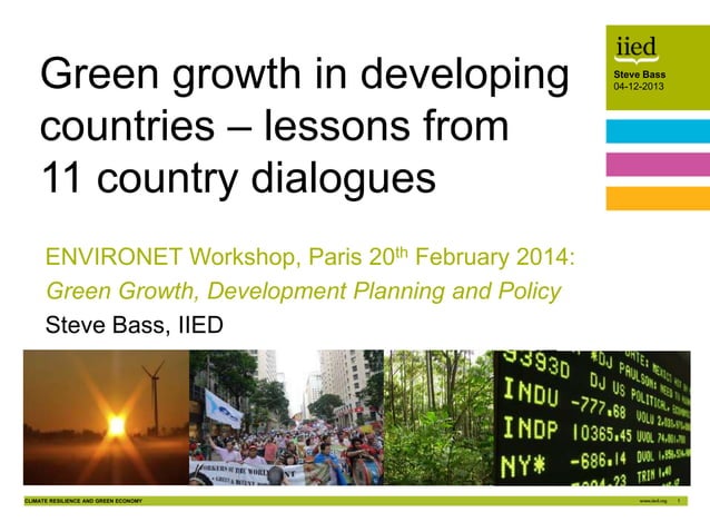 Green growth in developing countries: lessons from 11 country dialogues ...