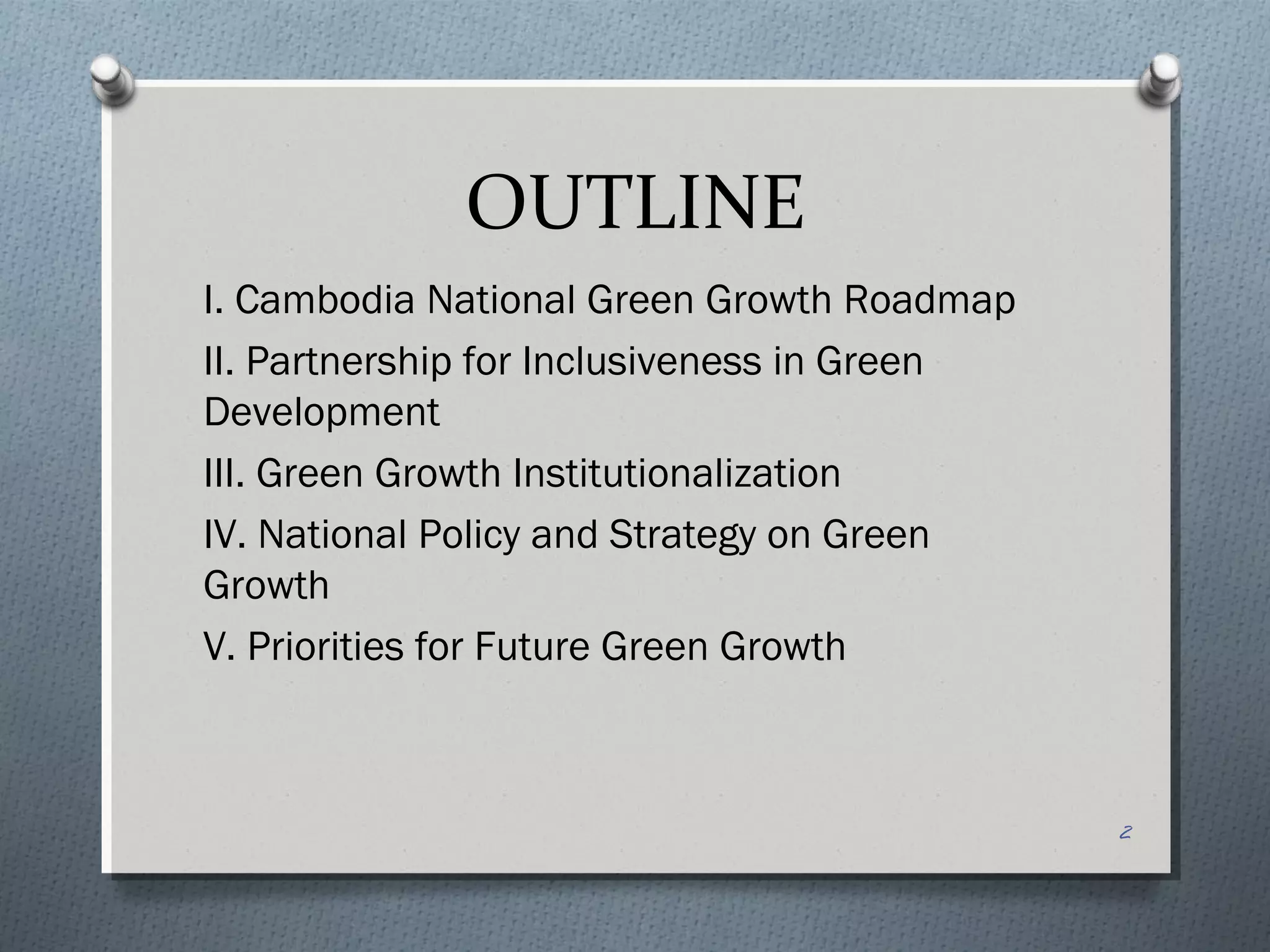 Green Growth National Strategy Plan for Cambodia | PPT