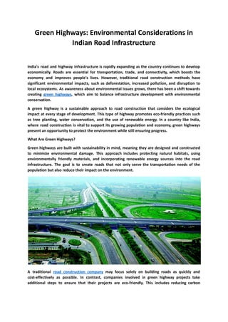 Green Highways_ Environmental Considerations in Indian Road ...