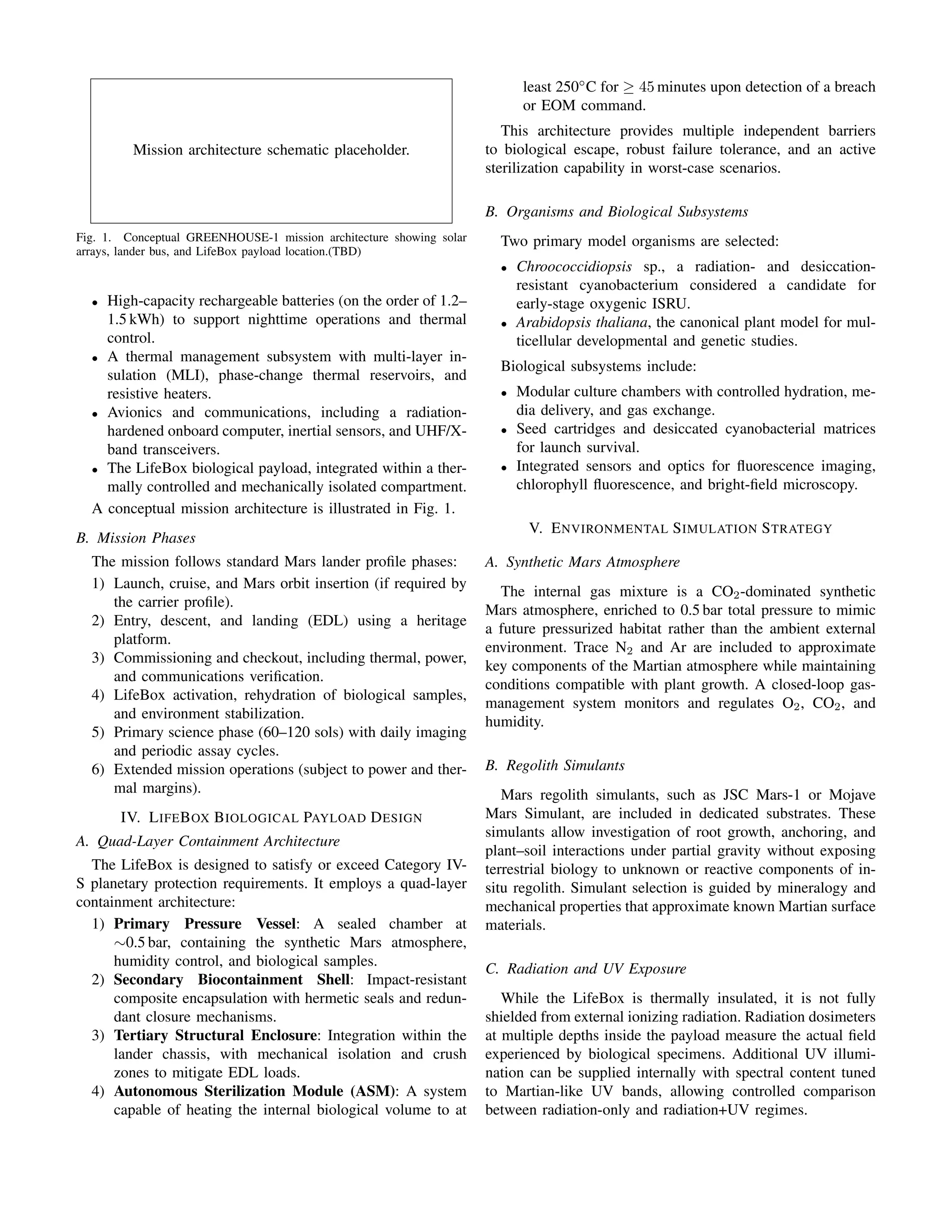 GREENHOUSE-1: A Mars Surface Biological Viability Experiment | PDF