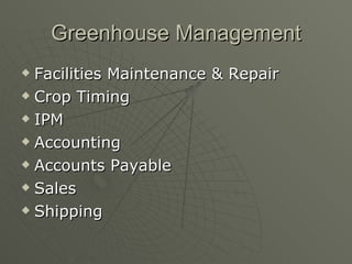 Greenhouse management | PPT