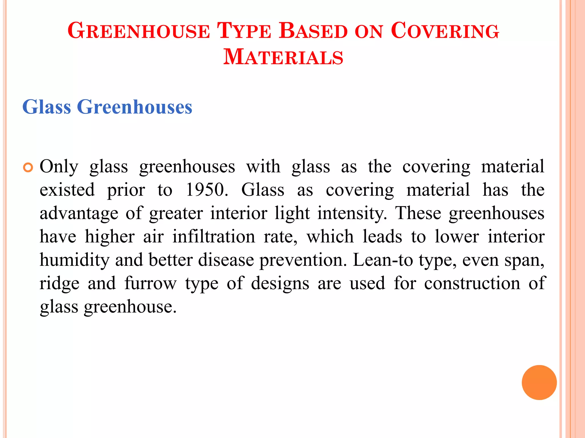 Green house components and types of green house | PDF