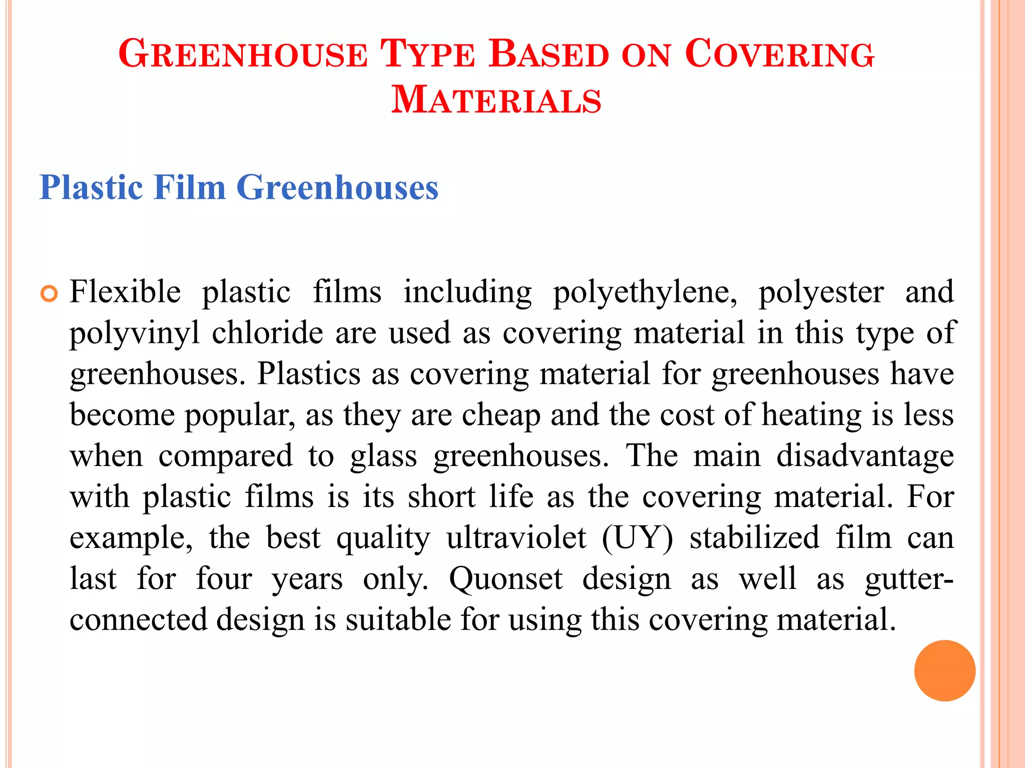 Green house components and types of green house | PDF