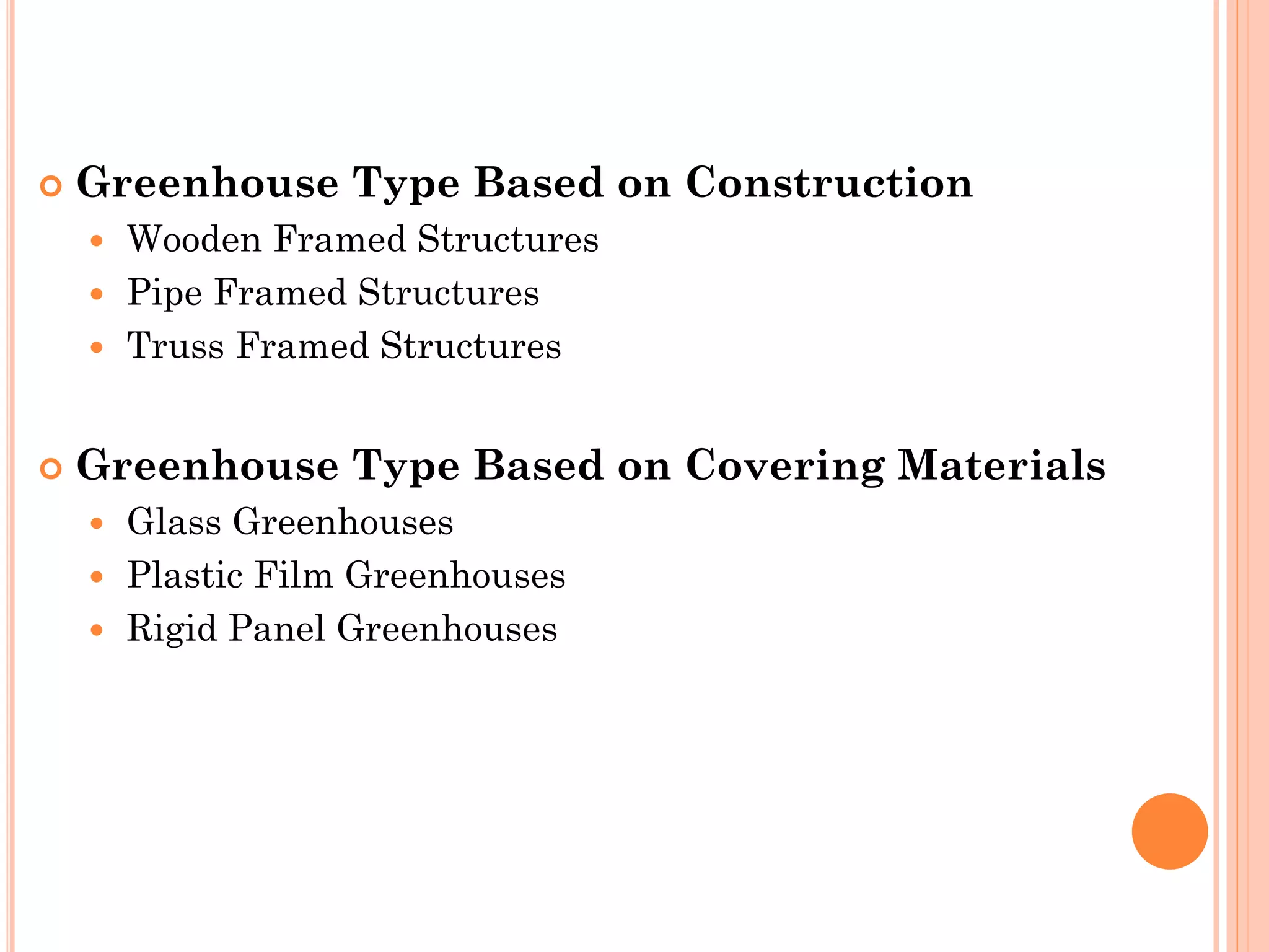 Green house components and types of green house | PDF