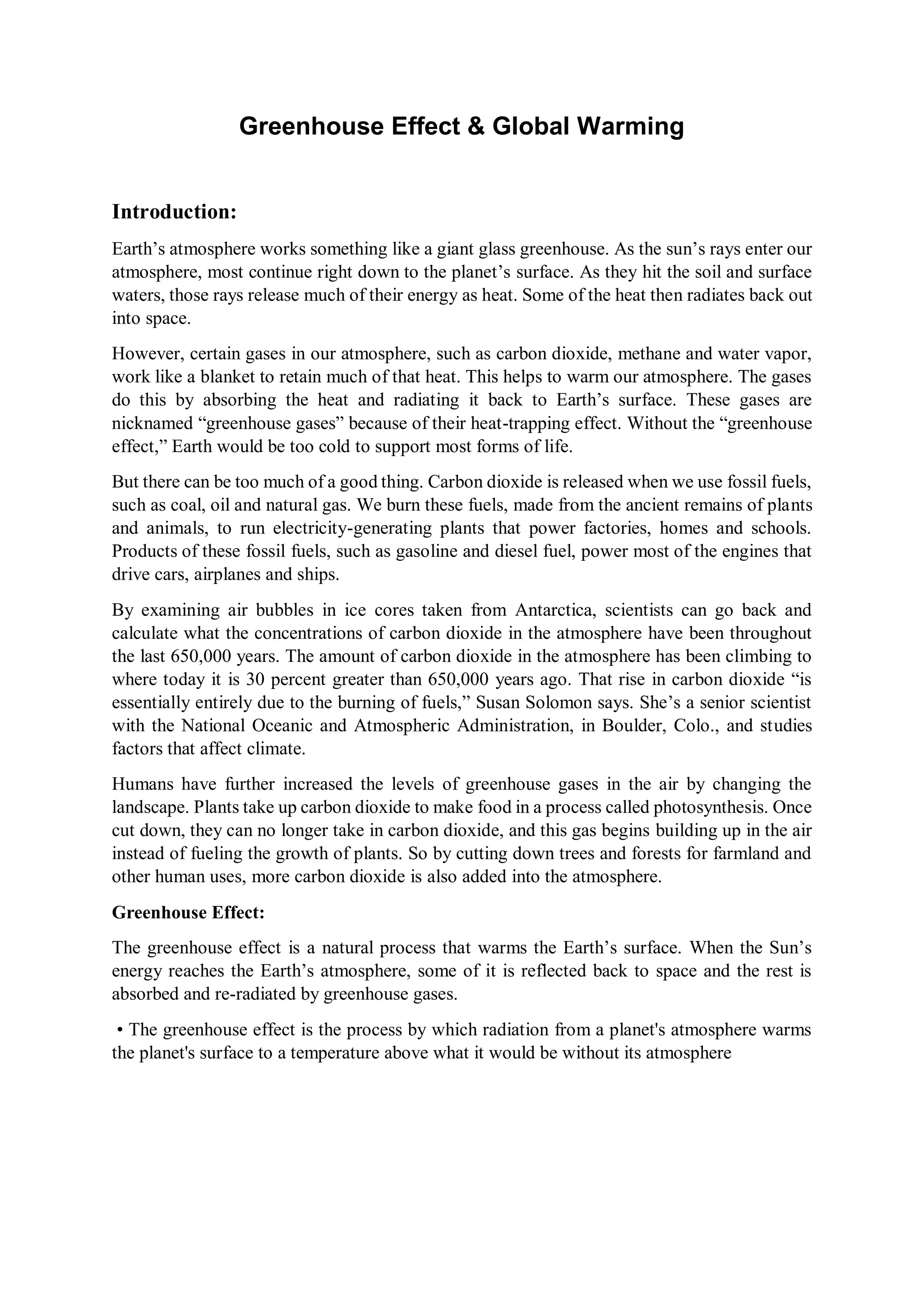 Greenhouse effect and global warming | PDF