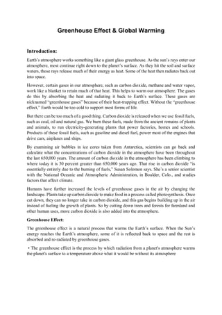 Greenhouse effect and global warming | PDF