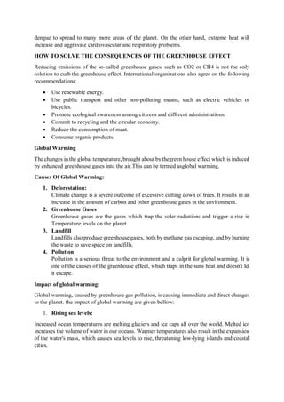 Greenhouse effect and global warming | PDF