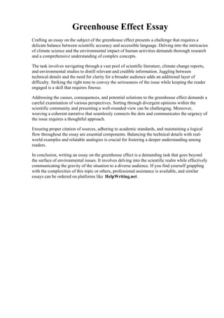 Greenhouse Effect Essay | PDF