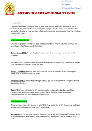 Greenhouse Gases and Global Warming.pdf Akash | PDF