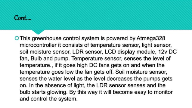 Green House Monitoring and Control System Using IoT | PPTX