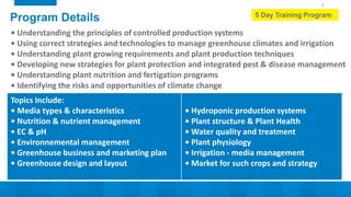 Greenhouse Technical Management Course Details | PPTX
