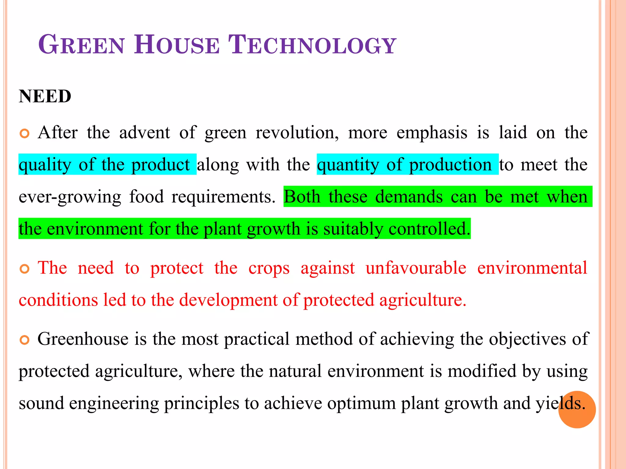 Green house technology introduction | PDF