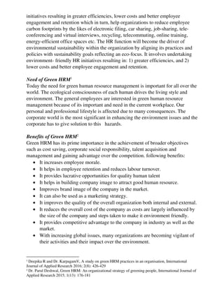 Green hrm practices in india | PDF