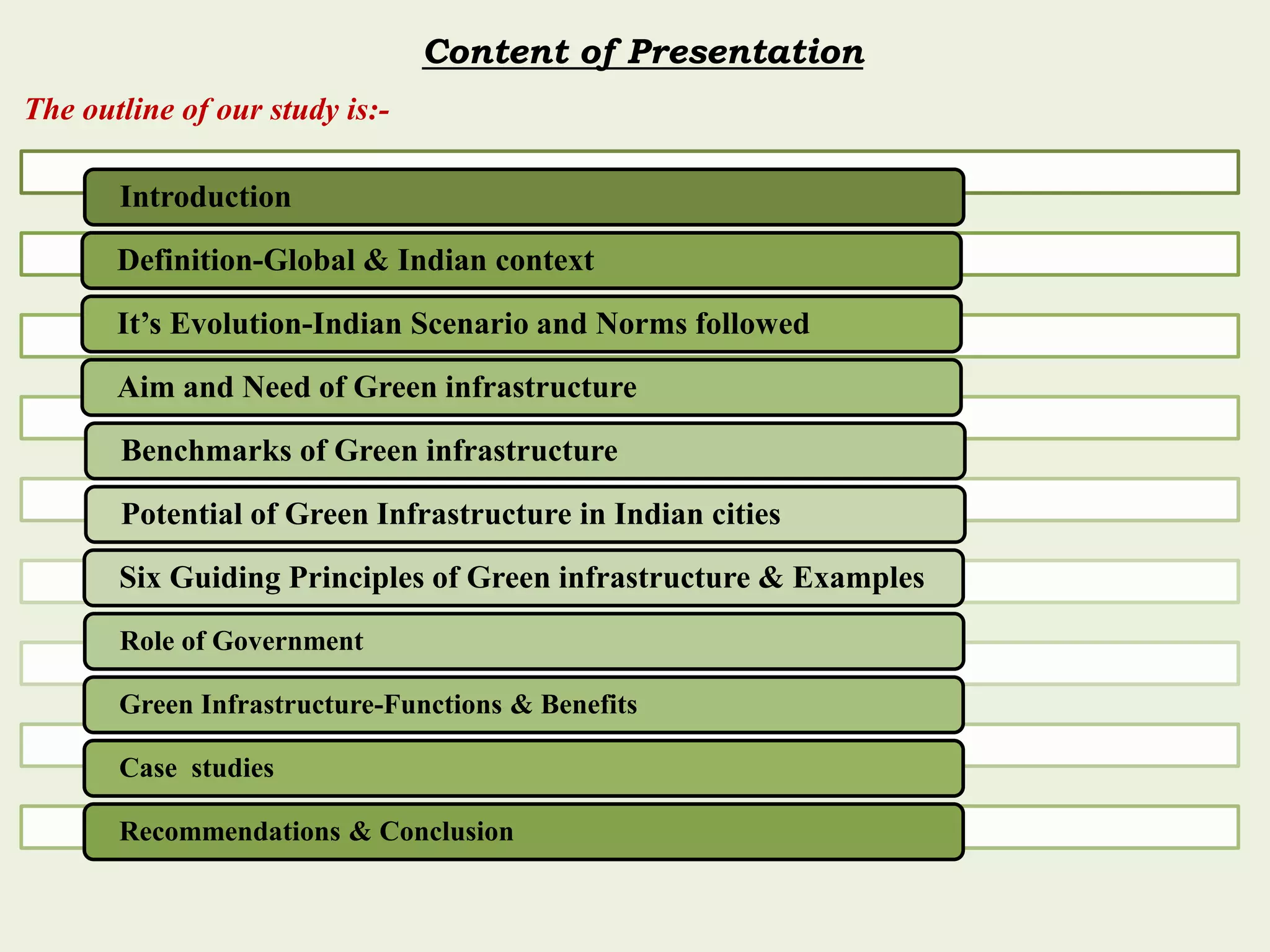 Presentation on Green infrastructure for Urban Areas | PPTX