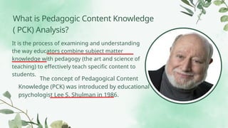 Significance of PCK Analysis and Relationship between Pedagogic analysis and Content analysis.pptx