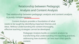 Significance of PCK Analysis and Relationship between Pedagogic analysis and Content analysis.pptx